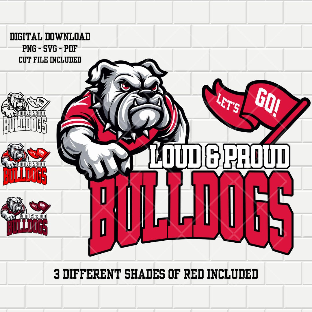 Red Bulldogs Mascot: Loud & Proud - SVG PNG PDF (digital File) - Etsy
