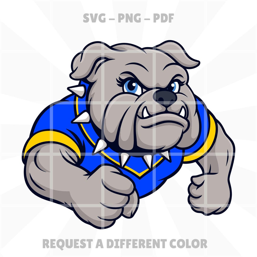 Bulldog Mascot - Svg Png Pdf – Girl-friendly Blue & Yellow Bulldog ...