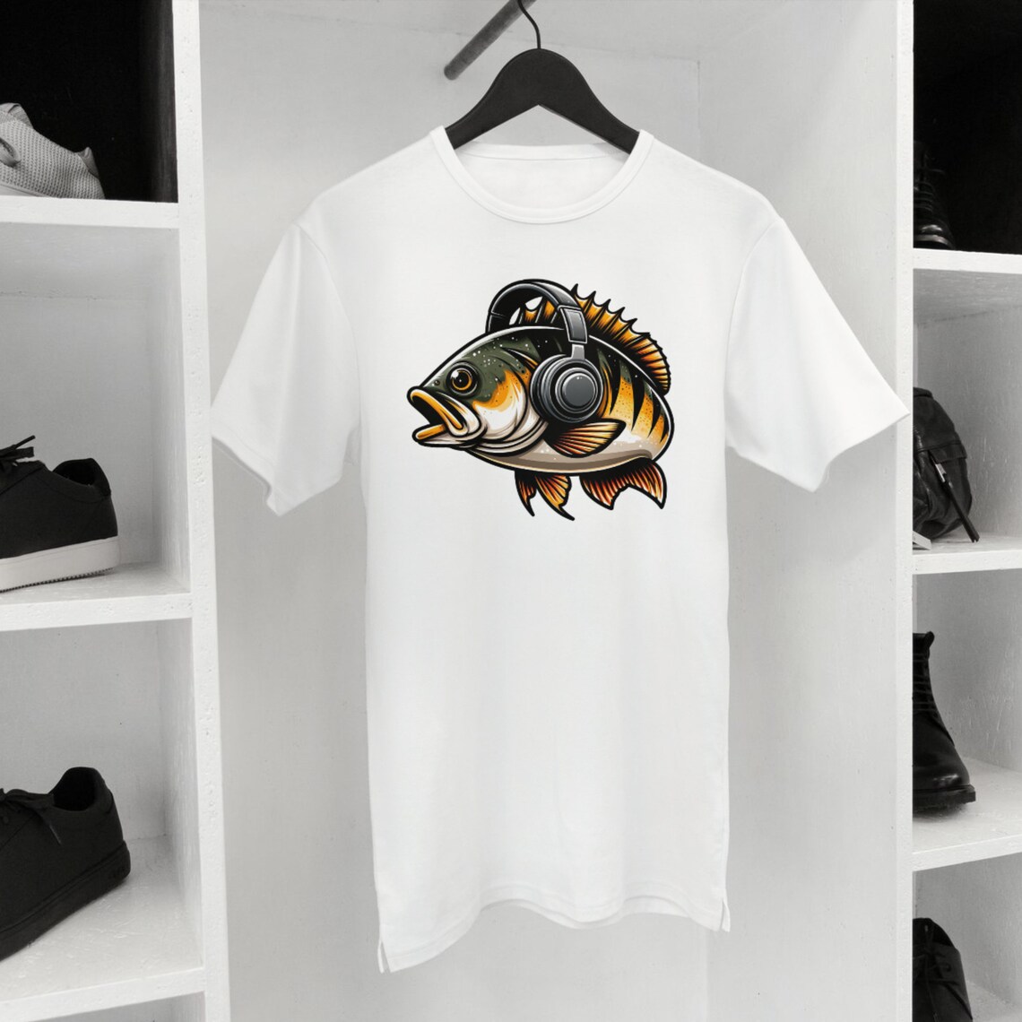 DJ Bass Fish Headphones PNG Digital File Transparent Background ...