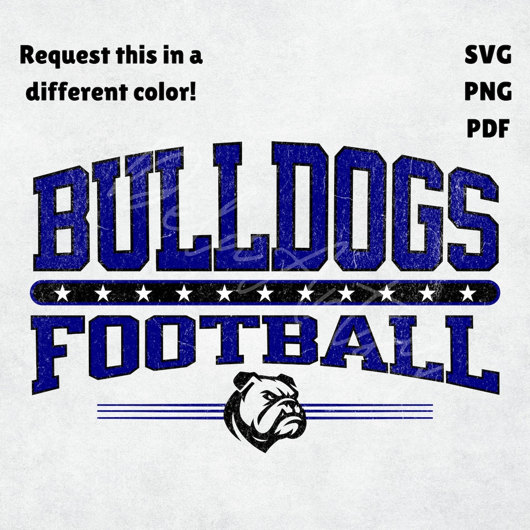 Vintage Bulldogs Football Logo SVG PNG PDF – Navy Distressed & Clean ...