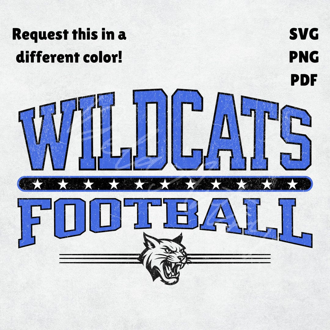 Vintage Wildcats Football Logo SVG PNG PDF – Blue Distressed & Clean ...