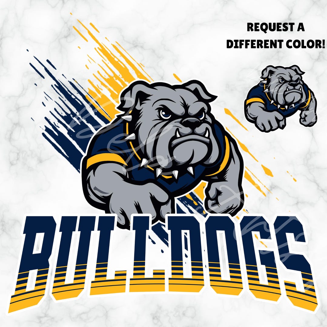Bulldogs Mascot Logo SVG PNG Bundle in Navy Gold | Fierce Sports Team ...