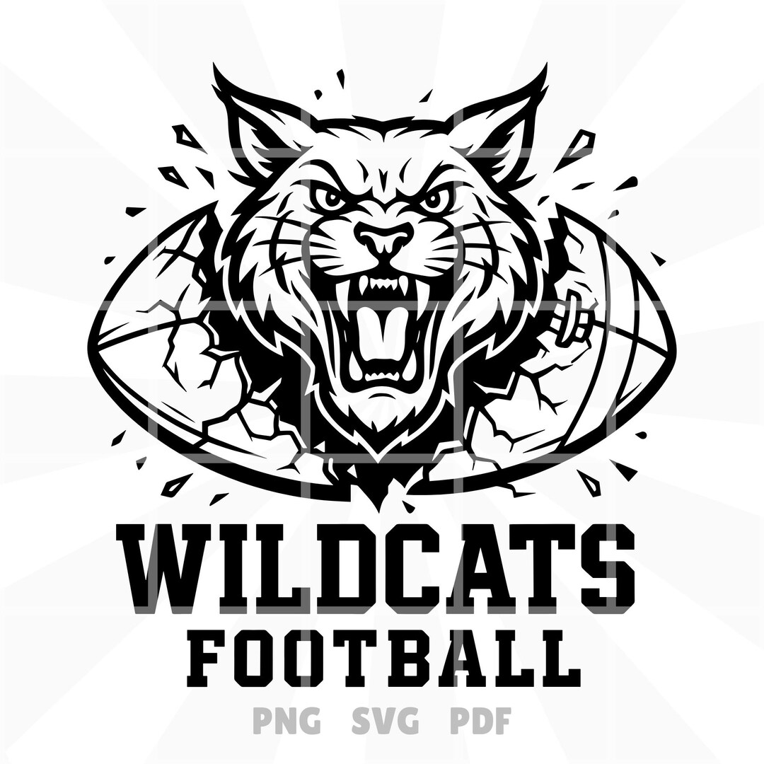 Wildcats Football Logo Svg Png Pdf – Wildcat Mascot Head Cracked Ball ...