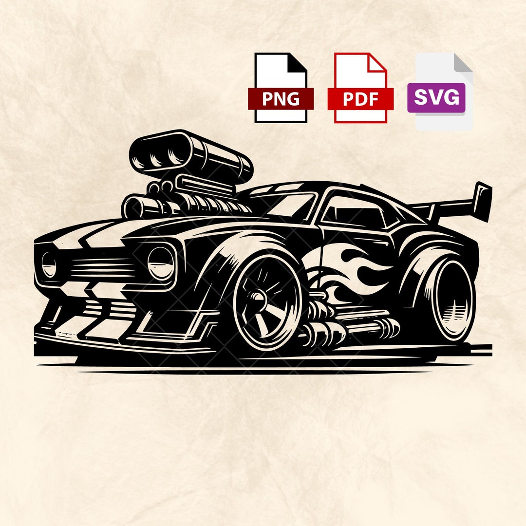 Hot Muscle Car Vector: SVG, PNG, PDF (digital File) - Etsy