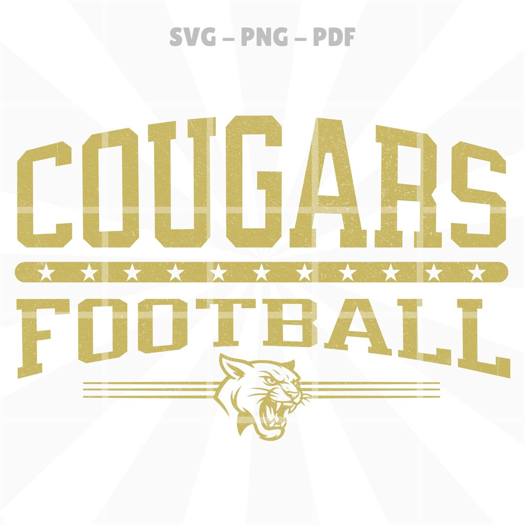 Cougars Football Logo: Varsity Mascot SVG PNG PDF (digital Download - Etsy