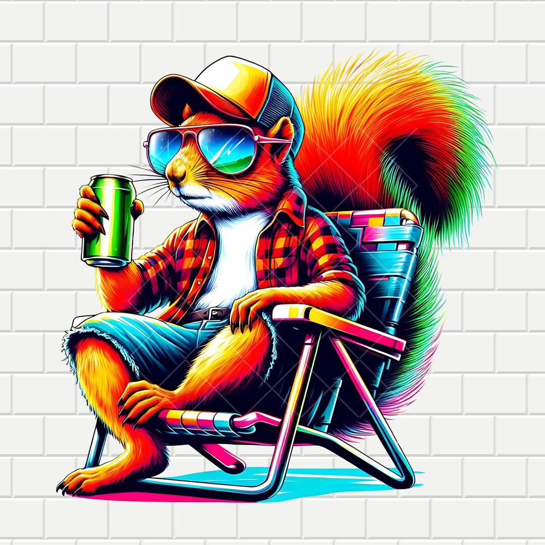 Squirrel With Beer | Redneck Animals | Digital Design PNG | Sublimation ...