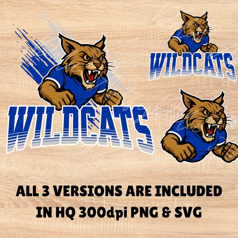 Wildcats Mascot Logo SVG PNG Bundle in Blue White | Fierce Sports Team ...
