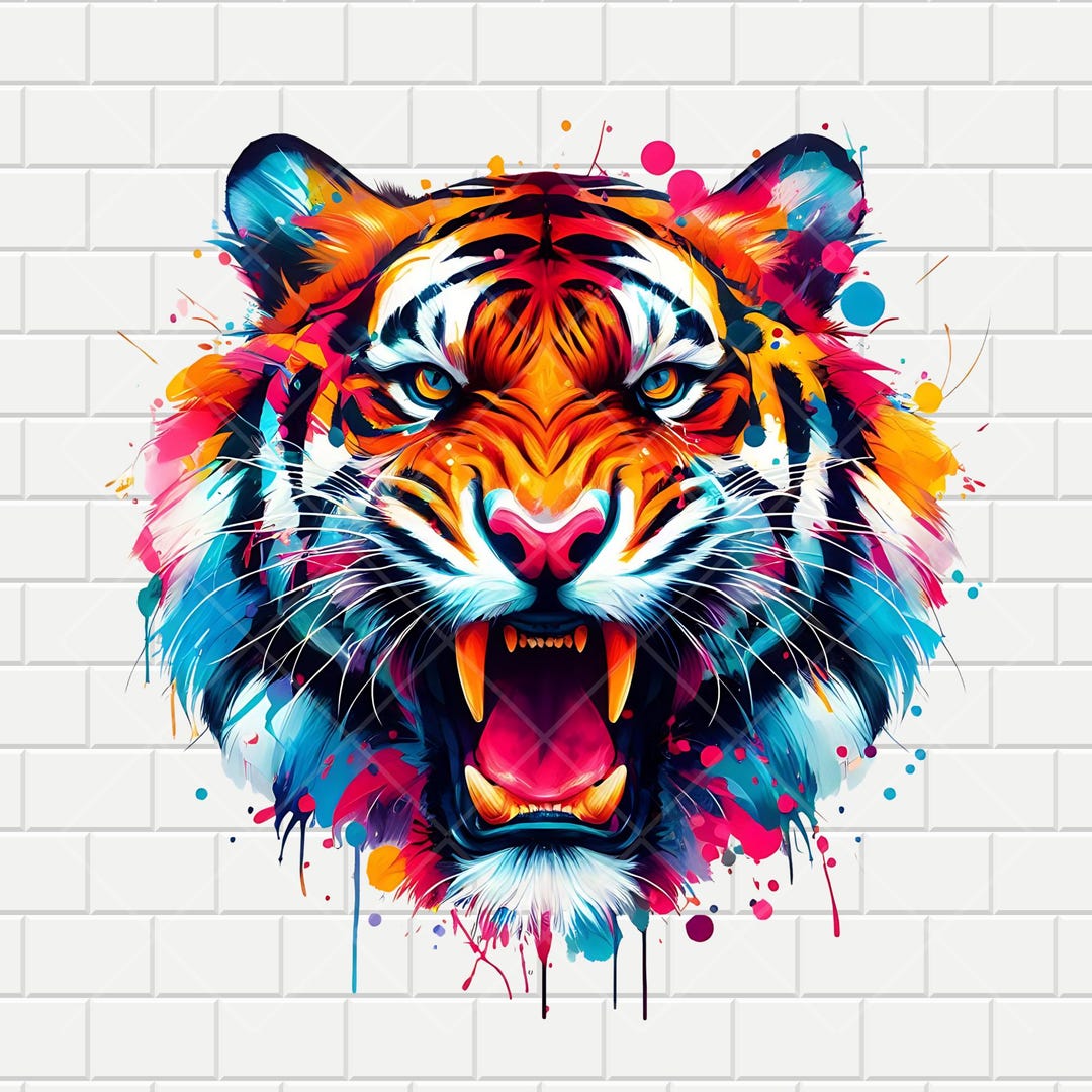 Tiger Splash Paint | Watercolor | Digital Design PNG PDF | Decorative ...
