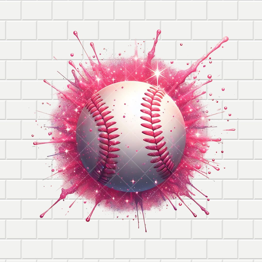 Pink Sparkle Baseball Splash: Sublimation Design (PNG, PDF) - Etsy