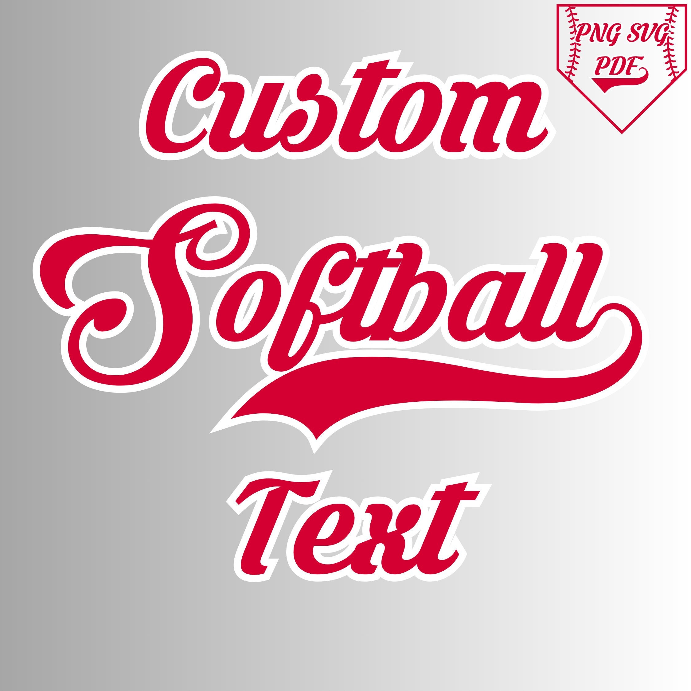 Custom Softball Swoosh Font Text Number Personalized Team Mascot Team ...