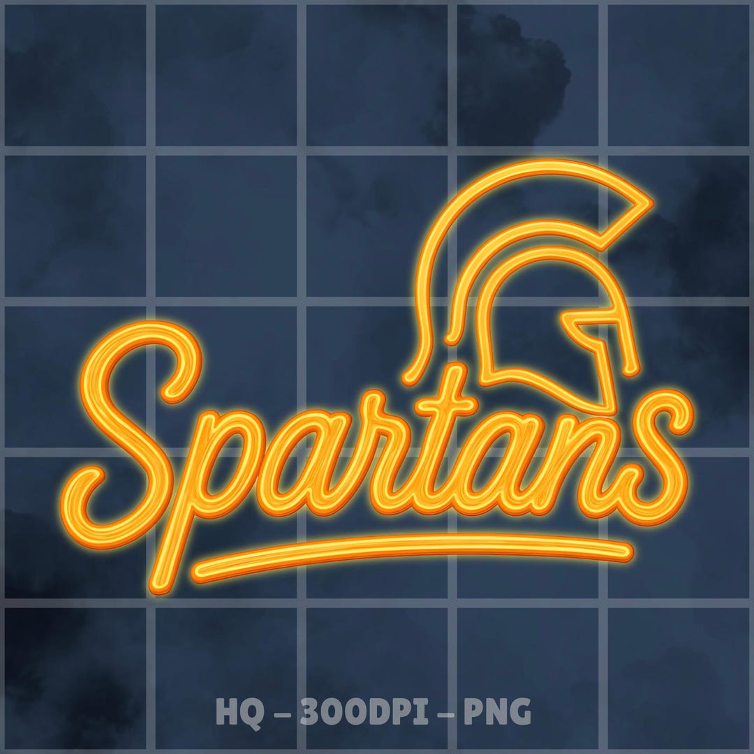 Spartans Neon Sign PNG – Yellow Glow Spartan Helmet Digital Download ...