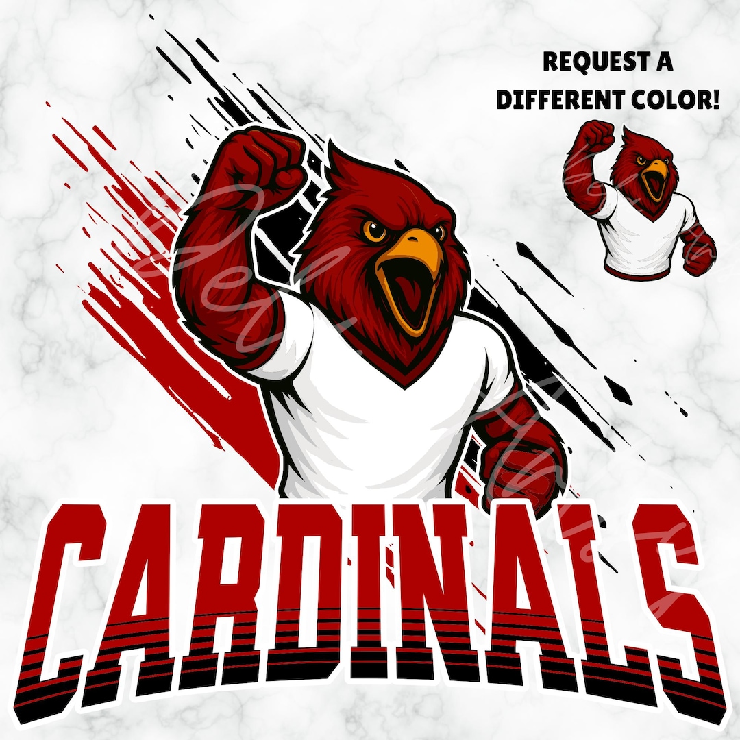 Cardinals Mascot Logo SVG PNG Bundle | Red Black & White Team Clipart ...