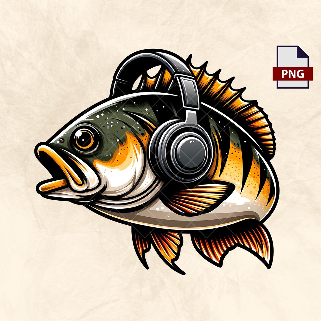 DJ Bass Fish Headphones - PNG Digital File | Transparent Background ...