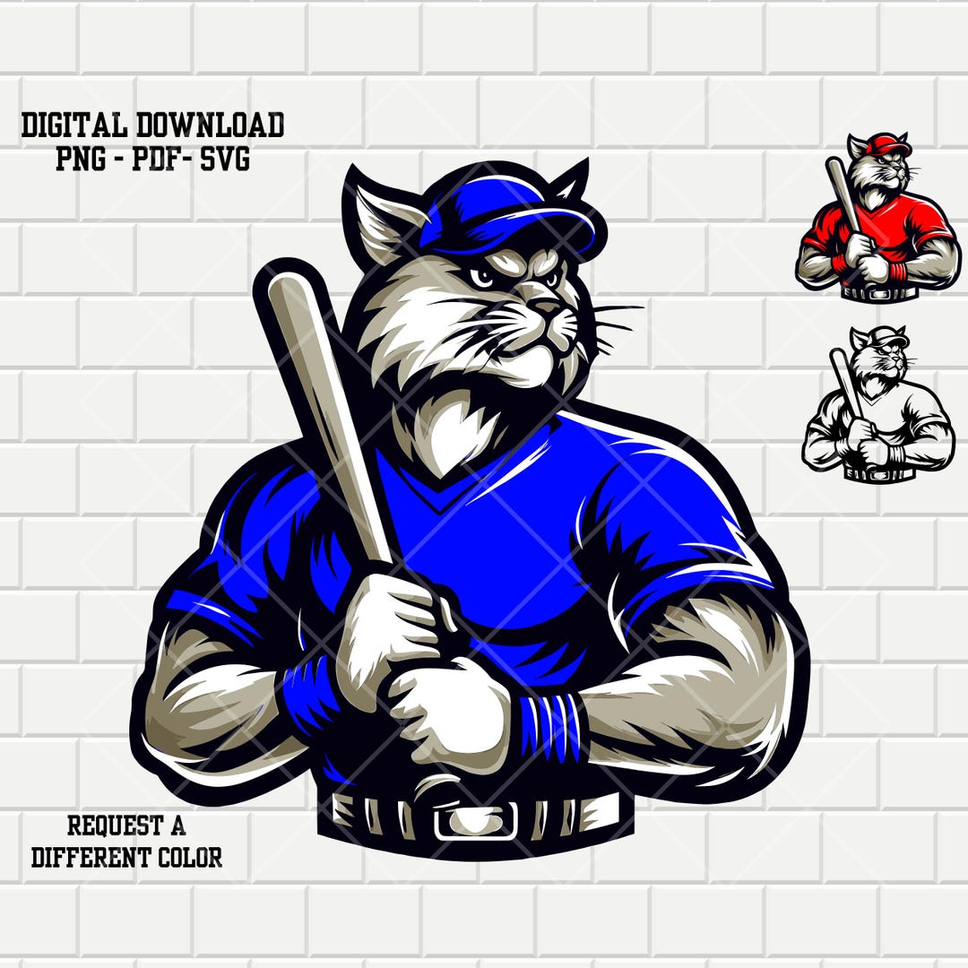 Wildcats Baseball Softball Mascot | Wildcat Sports Mascot | Sports Logo ...