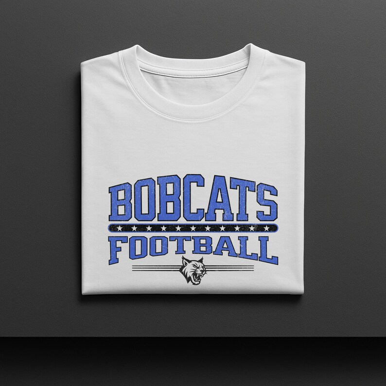 Vintage Bobcats Football Logo SVG PNG PDF – Blue Distressed & Clean ...