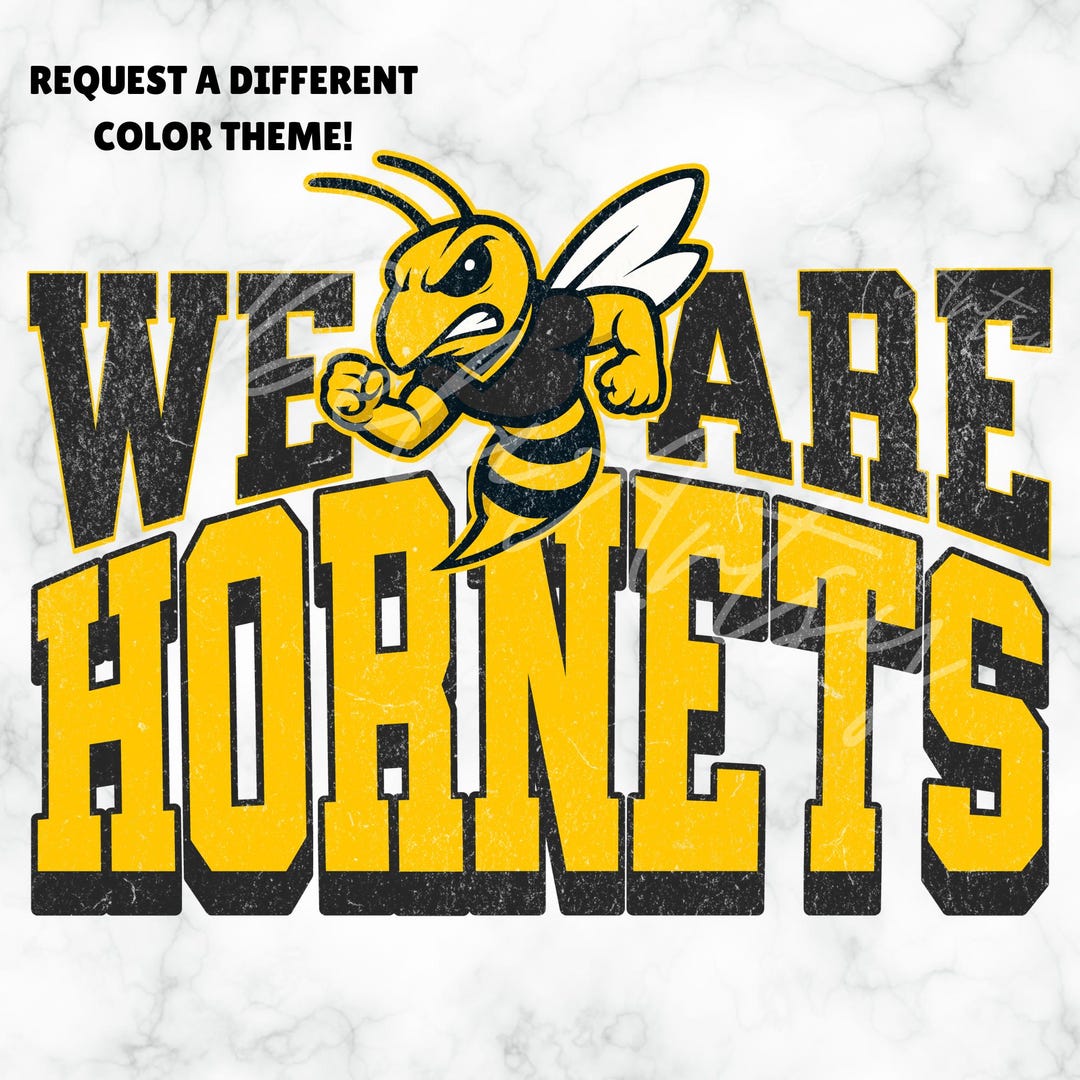 Vintage We Are Hornets Mascot Logo PNG SVG PDF | Black & Gold School ...