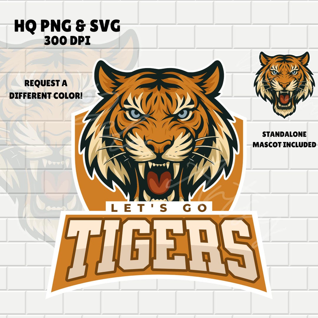 Tigers Sports Logo SVG PNG Files | Fierce Tiger Mascot Head | Let's Go ...