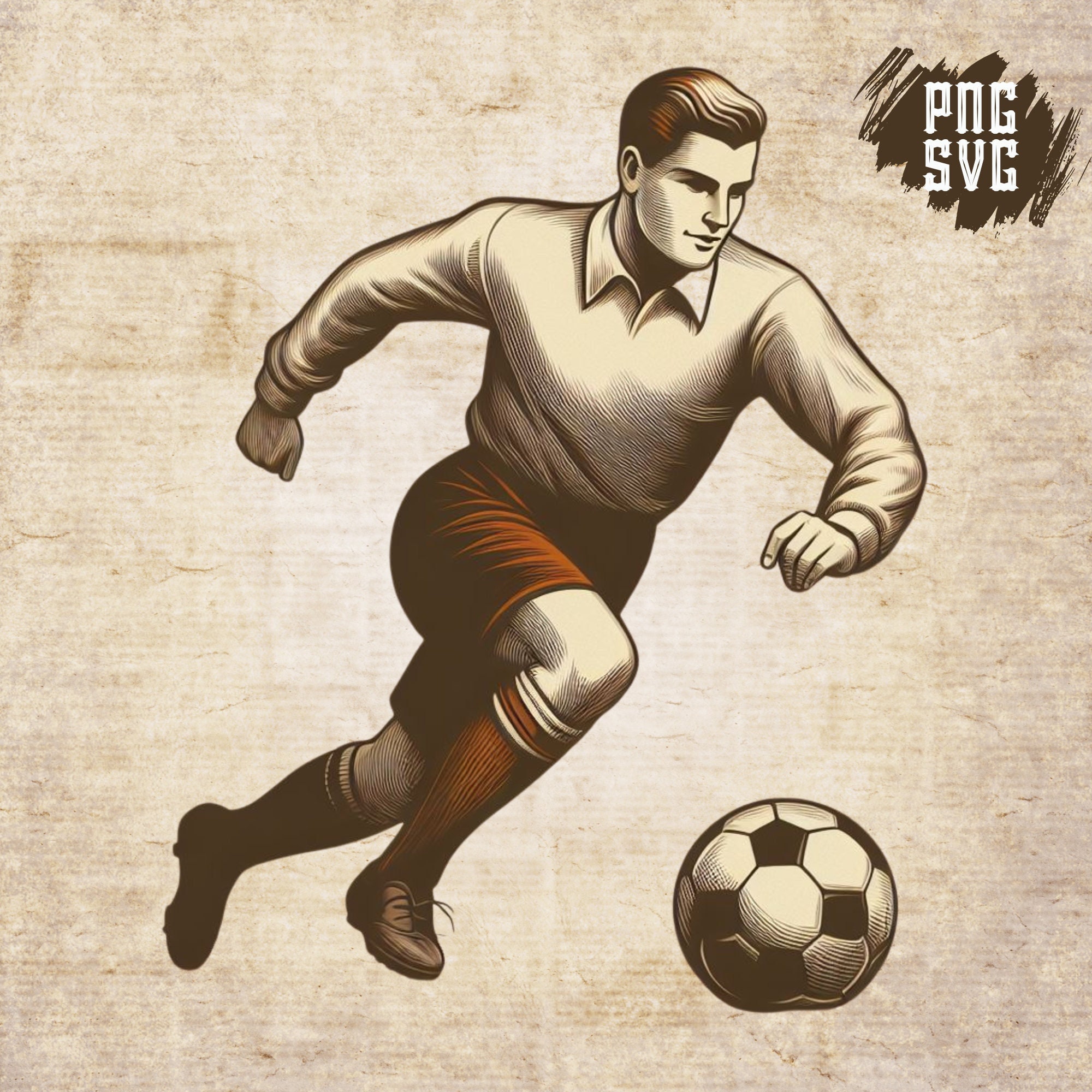 Vintage Retro Football / Soccer Player SVG PNG Bundle Digital ...