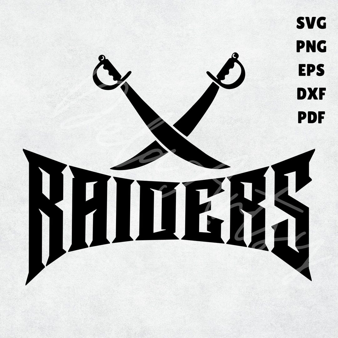 Raiders Mascot Logo Svg Png Eps Pdf | Bold Crossed Swords Team Design ...
