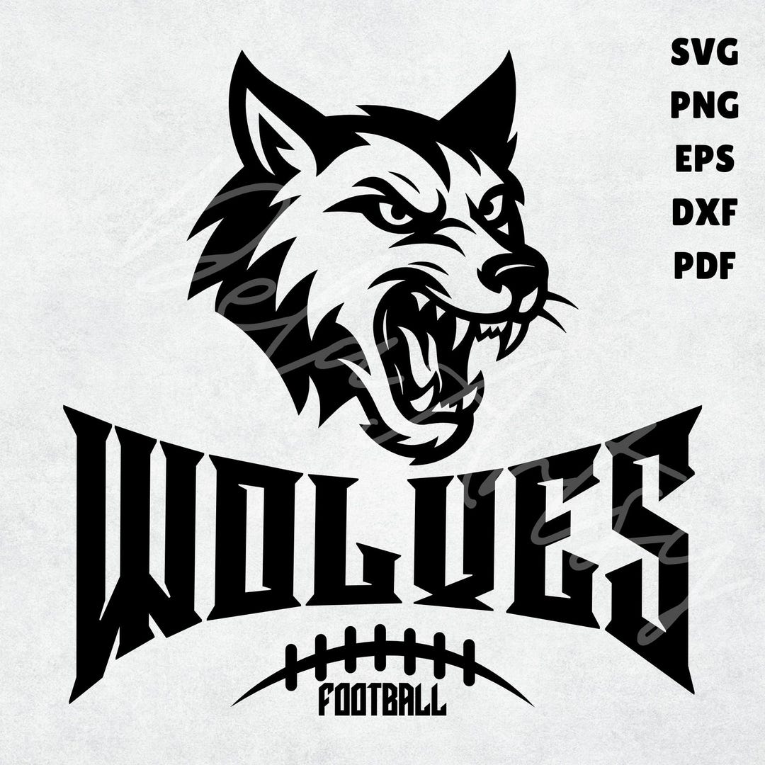 Wolves Football Logo Svg Png Eps Pdf | Fierce Wolf Mascot Design for ...