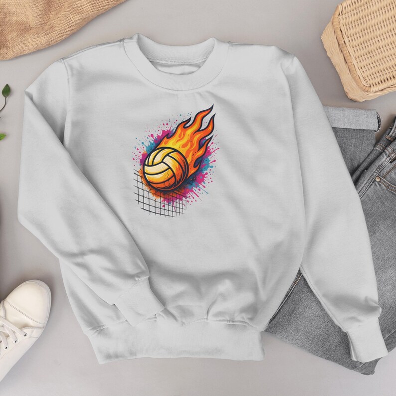 Flaming Volleyball PNG: Fireball Paint Splatter Design (digital ...