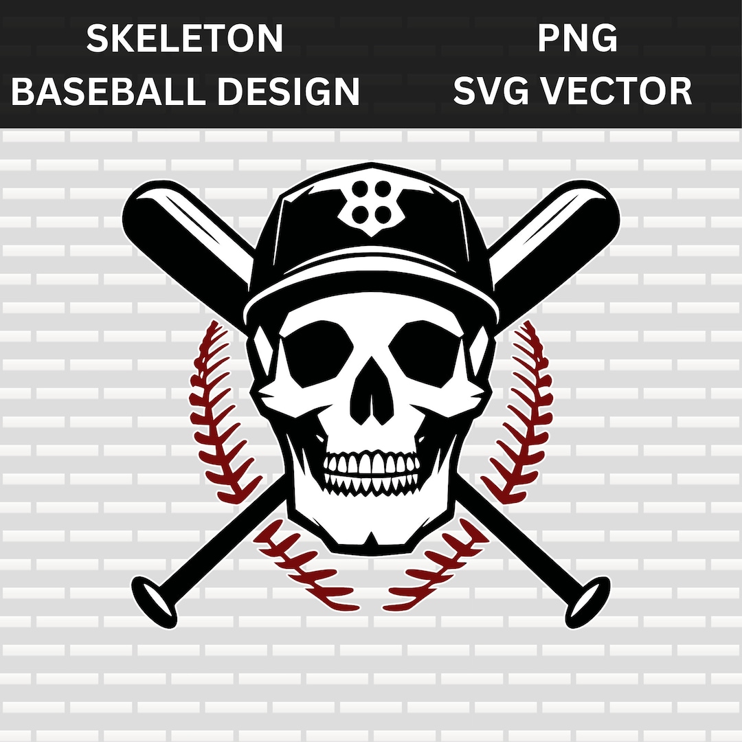 Baseball, Softball Skull Logo Design - SVG PNG Vector Bundle | Digital ...