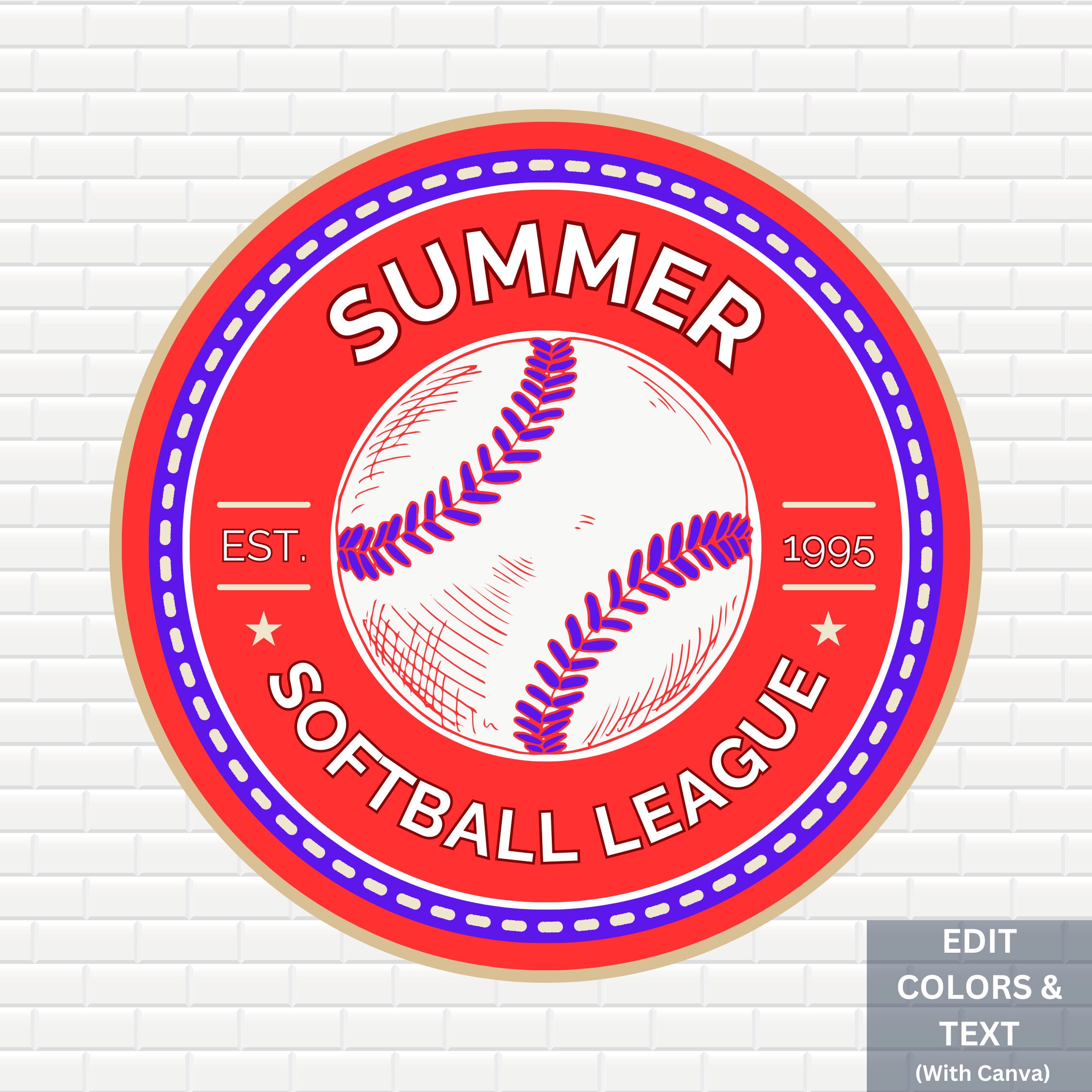 Custom Softball Logo Editable Softball League Custom Personalize Team ...