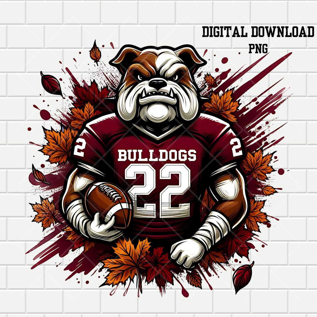 Bulldog Fall Football Mascot | Maroon | Bulldogs | Autumn Football ...