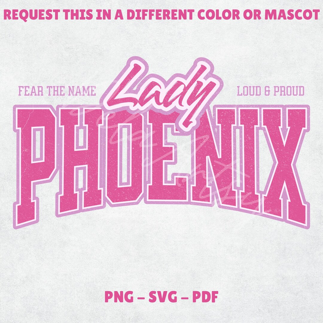 Lady Phoenix Logo SVG PNG PDF | Pink Varsity Mascot Logo for Spirit ...