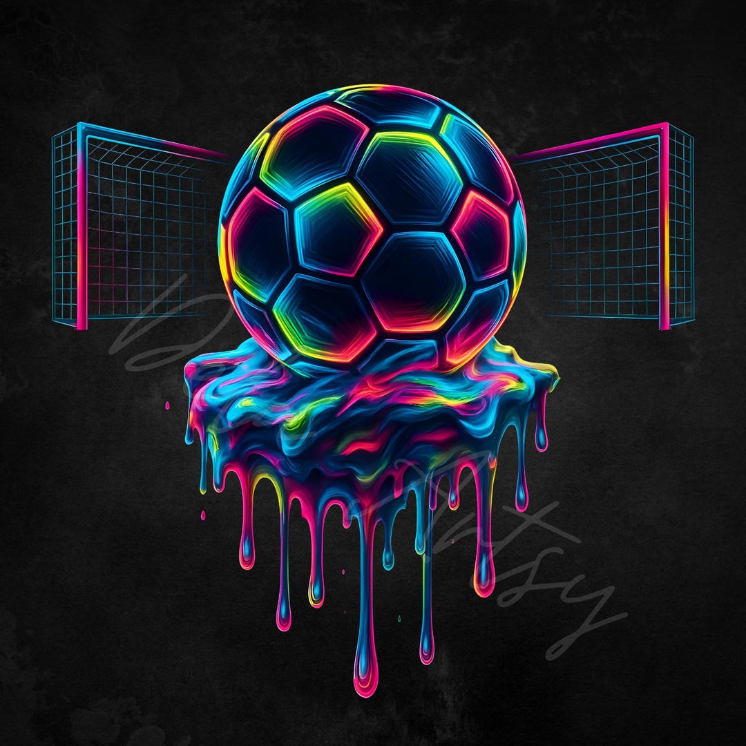 Neon Soccer Ball Drip PNG | Glow Soccer Clipart | 5000px & 2500px ...