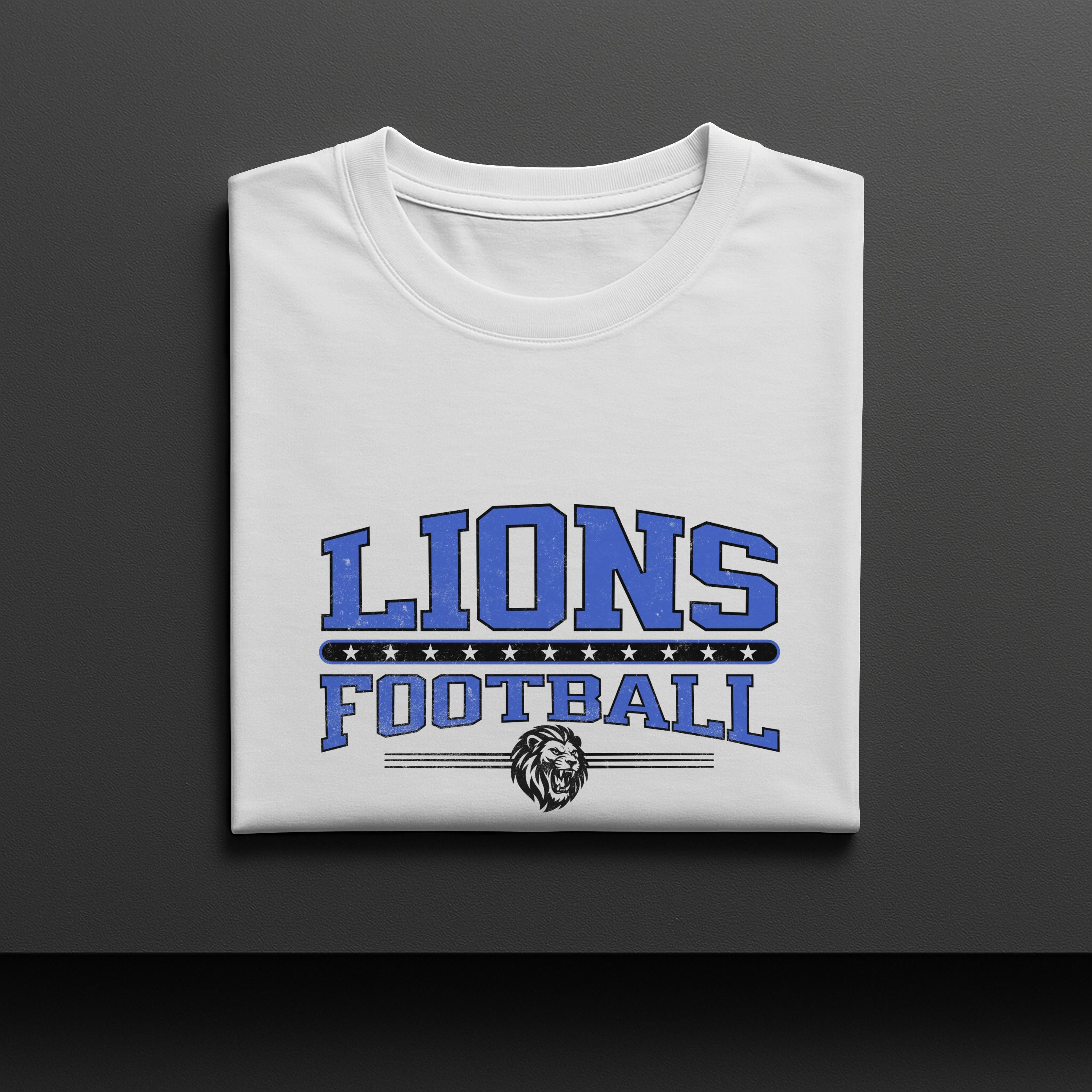 Vintage Lions Football Logo SVG PNG PDF – Blue Distressed & Clean ...