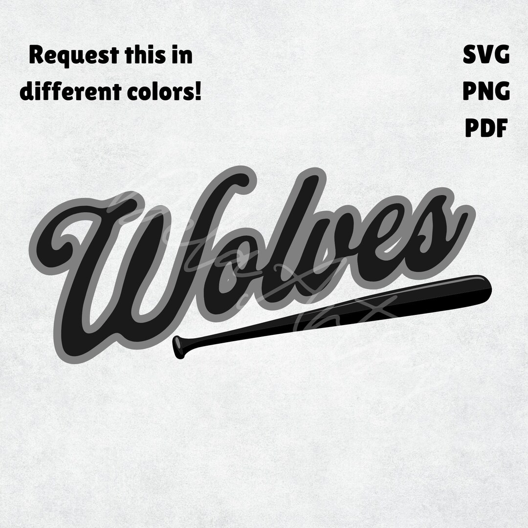 Wolves SVG PNG PDF | Black Gray Baseball Softball Team Script Logo ...