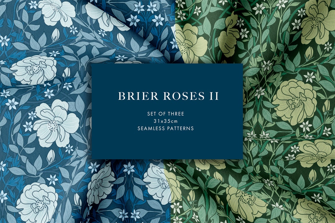 Set of Three Seamless Pattern, Brier Roses II Digital Paper, the Arts ...