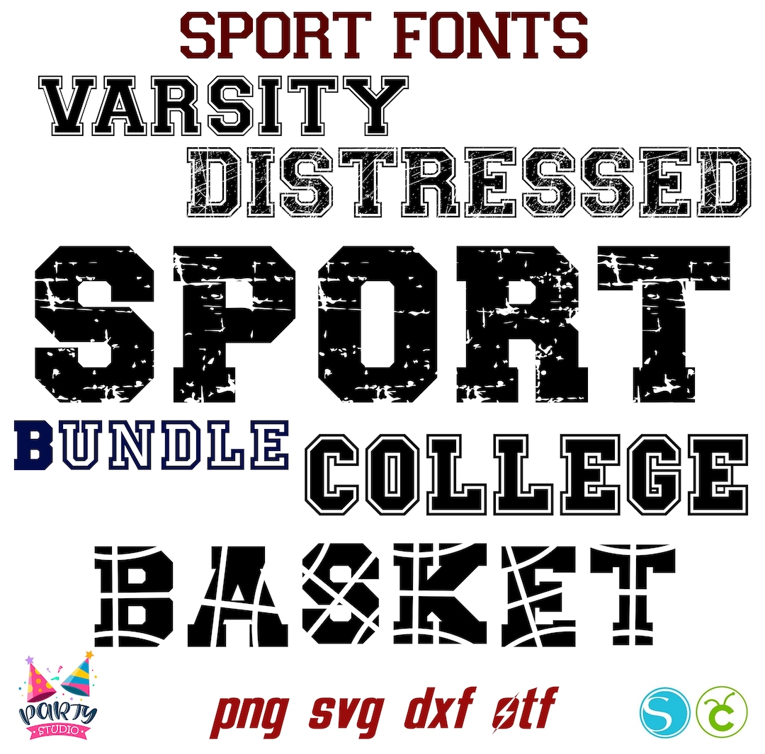 Sport Fonts Bundle, Varsity Font, Distressed Font, College Font Svg ...