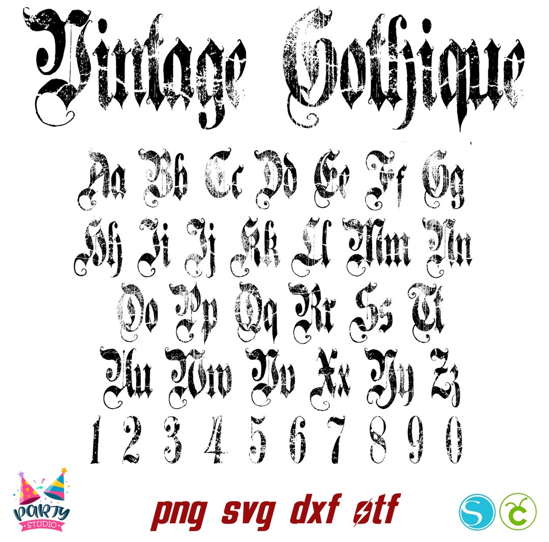 Gothique Font Otf, Vintage Font Svg, Gothique Letters Svg, Distressed ...