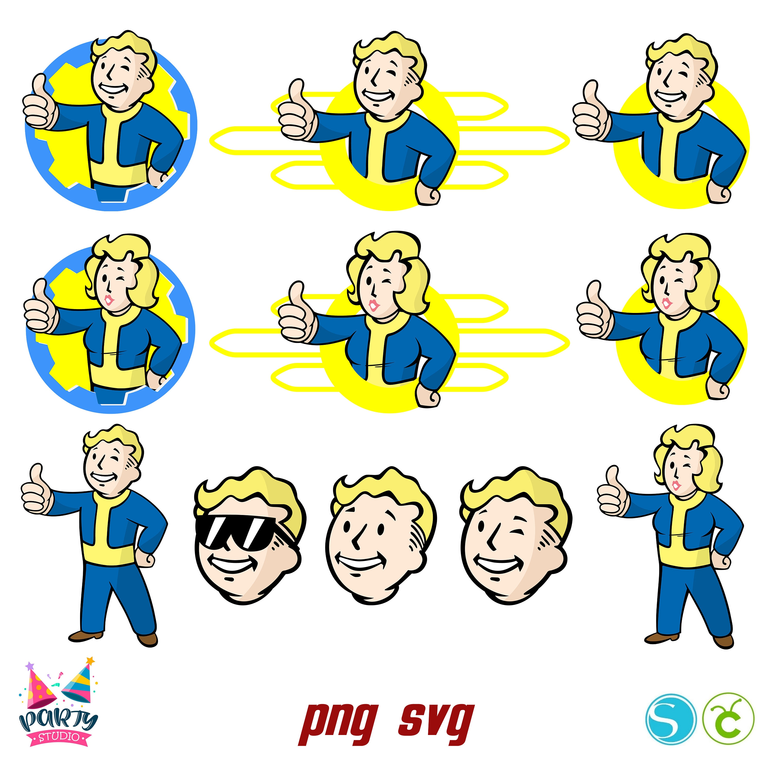 Vault Boy Png, Fan Art, Apocalyptic Boy Svg Cricut, Retro Gamer Logo ...
