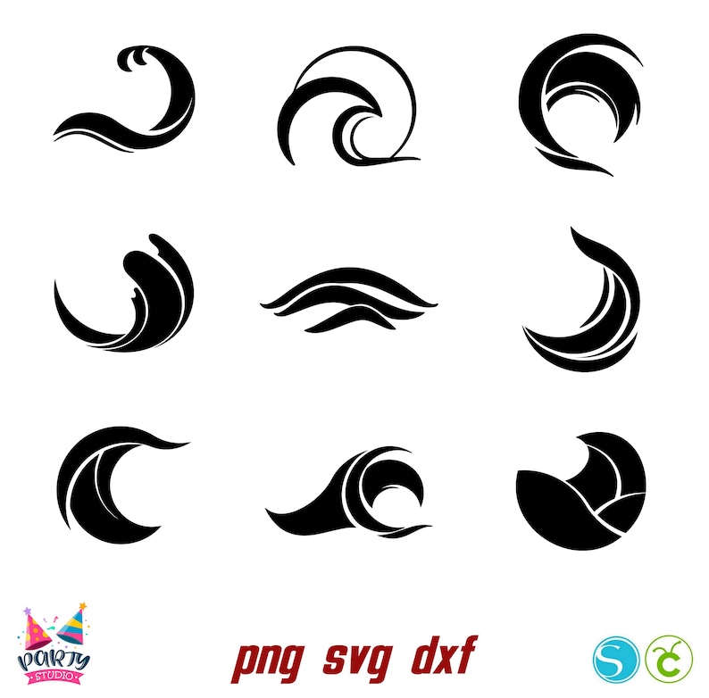 Ondas SVG, Ondas Clipart Svg, Ondas Cricut Vectores Ondas Clipart SVG Vector Ondas Silueta corte ...