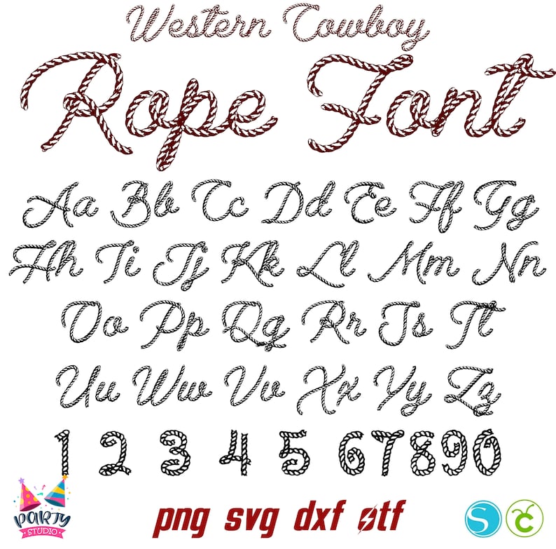 Cowboy Rope Fonts Bundle, Rope Letters Svg, Cowboy Letters Svg, Western ...