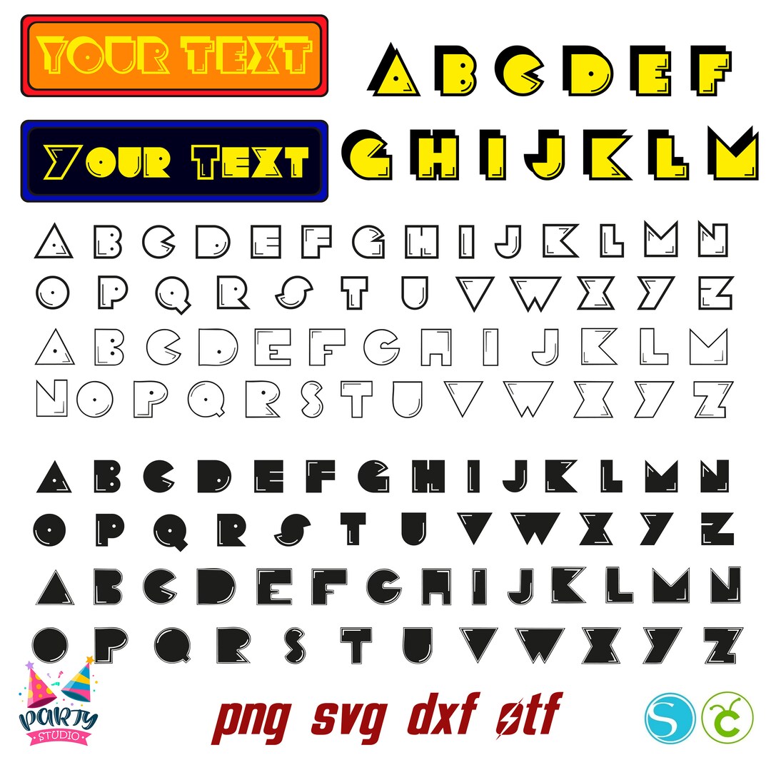 Arcade Gamer Bundle, Game Font Svg Png, Arcade Gamer Letters Layered ...