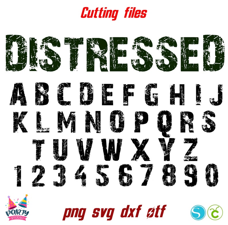 Distressed Letters SVG, Distressed Font Otf, Distressed Numbers SVG ...