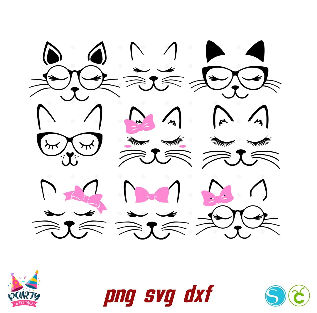 Cats Svg Bundle, Cat Face Svg Cricut, Cats Png, Cat Cricut Svg, Cat ...