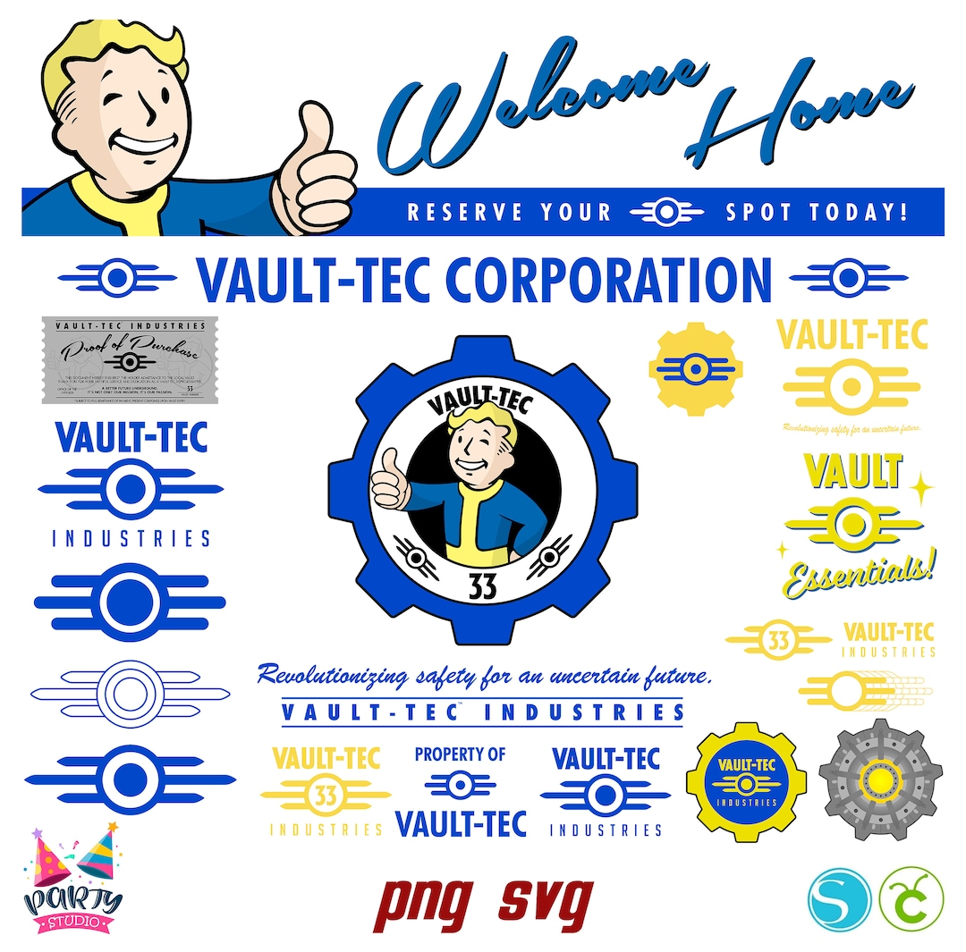 Vault-tec Svg Logo Png, Apocalyptic Icons Svg Cricut, Retro Gamer Logo ...
