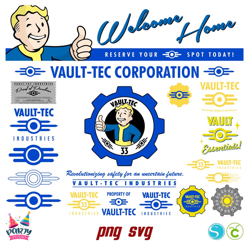 Vault Tec Svg Logo Png Apocalyptic Icons Svg Cricut Retro Gamer Logo