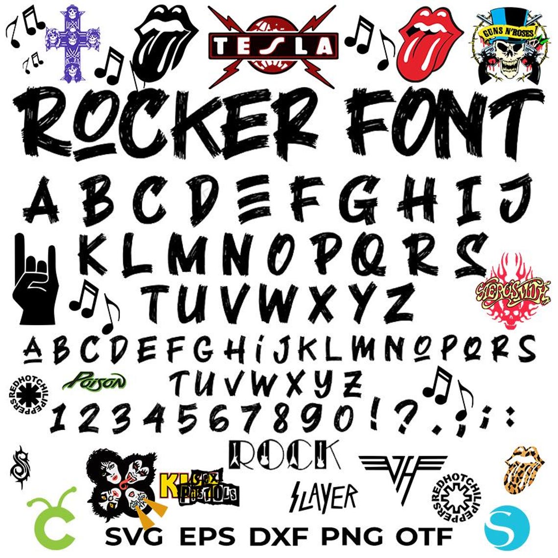 Rocker SVG Bundle, Rock Svg Cricut, Rock Letters SVG Cricut, Rock Font ...