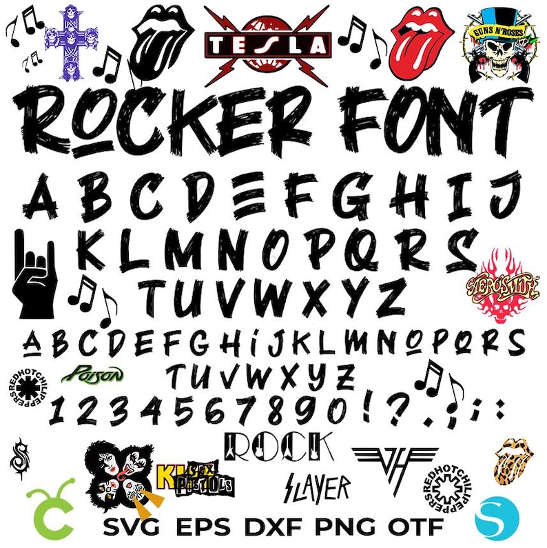 Rocker SVG Bundle, Rock Svg Cricut, Rock Letters SVG Cricut, Rock Font ...