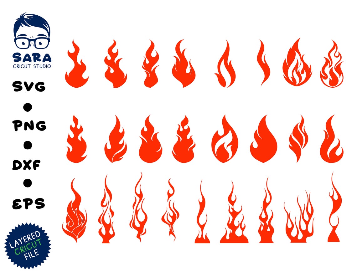 Fire Flames Svg Bundle Fire Vector DXF Fire DIY Svg Flame - Etsy
