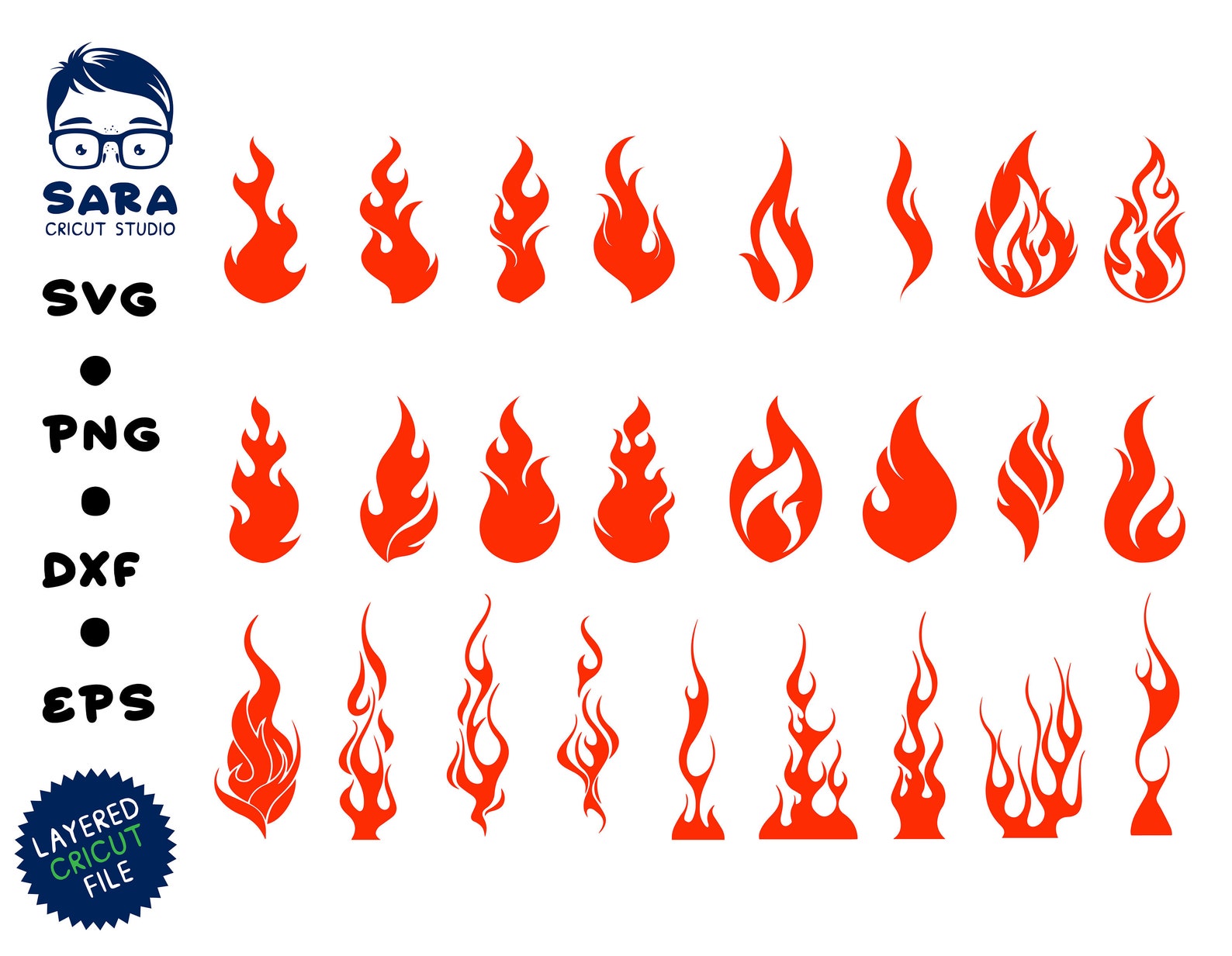 Fire Flames Svg Bundle Fire Vector DXF Fire DIY Svg Flame - Etsy