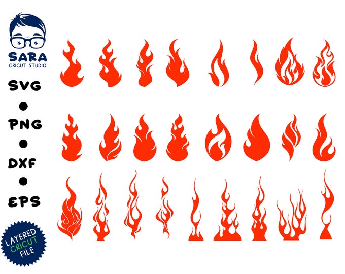 Fire Flames Svg Bundle Fire Vector DXF Fire DIY Svg Flame - Etsy