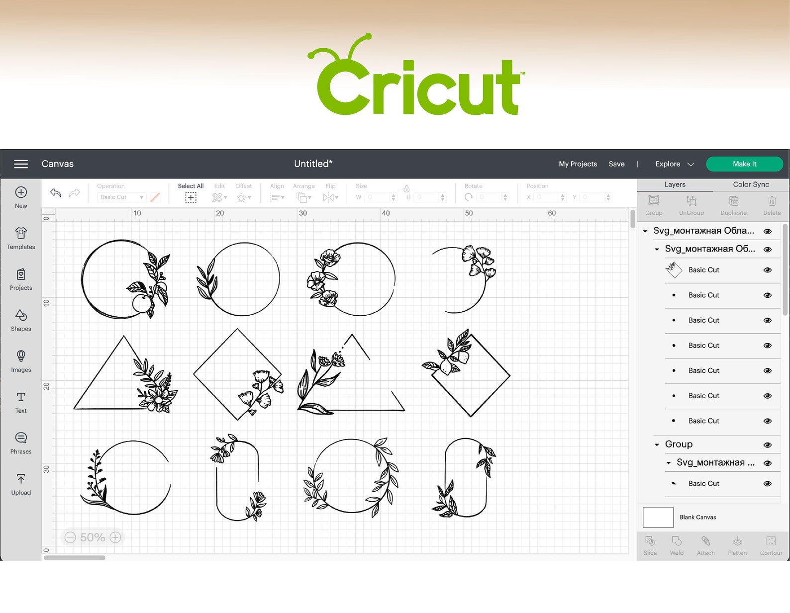 Frames Svg Clipart Set, Frame Cricut Vectors, Frame Flowers Clipart SVG ...