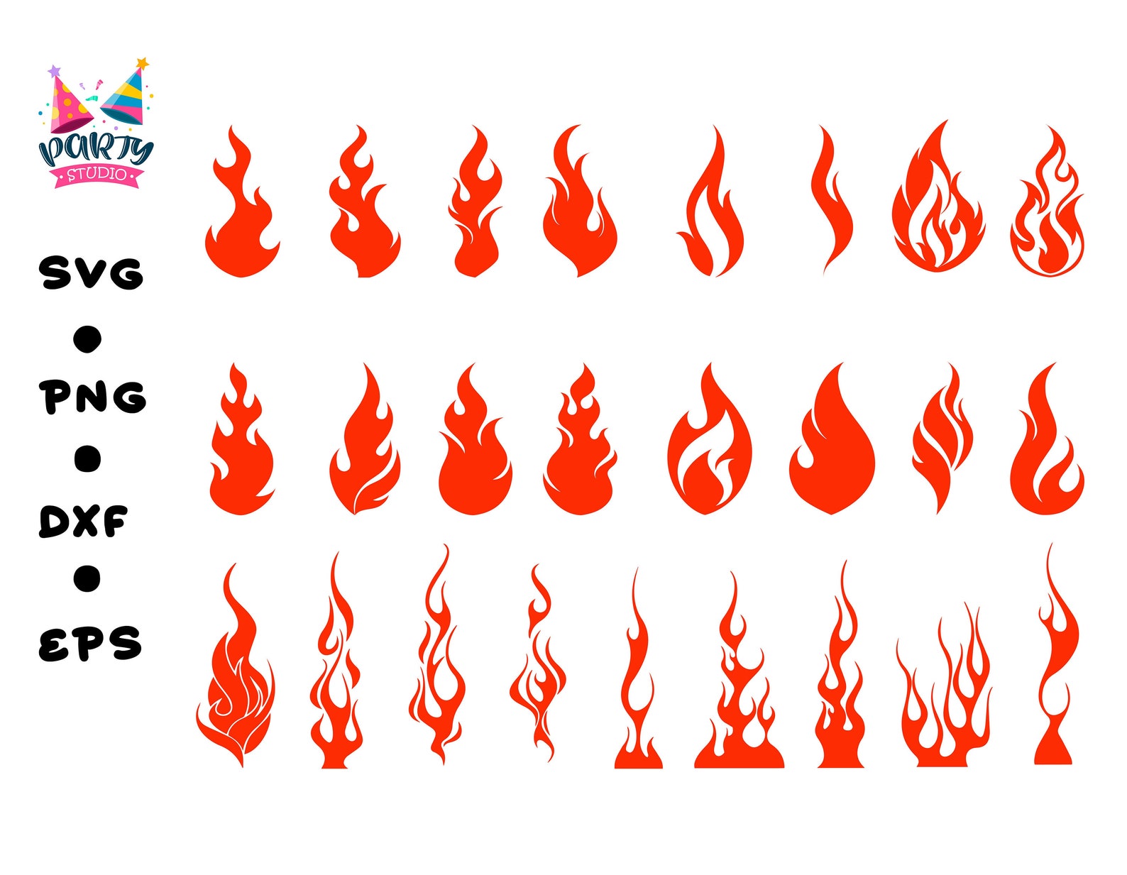 Fire Flames Svg Bundle, Fire Vector DXF Fire DIY Svg, Flame Fire Svg ...